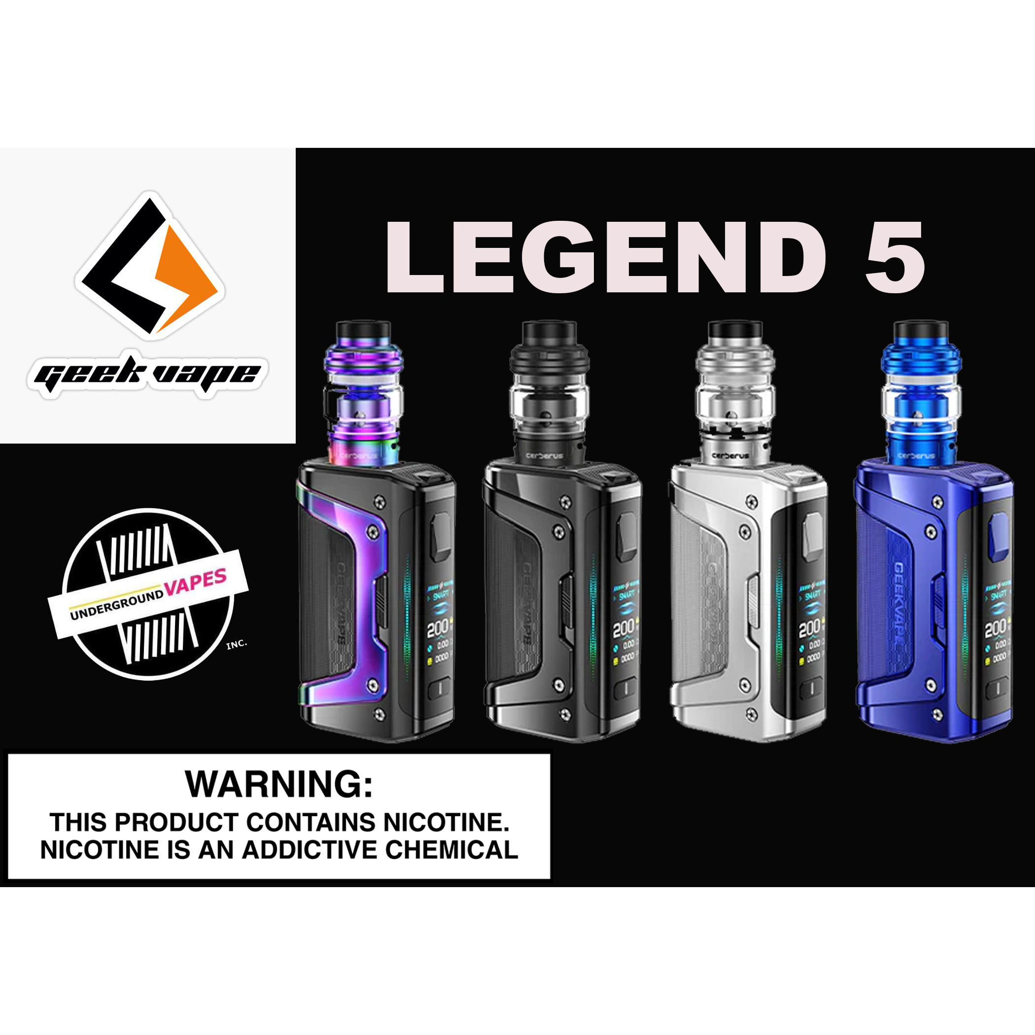 GEEKVAPE AEGIS LEGEND 5 STARTER KIT [CRC] – Underground Vapes Inc ...